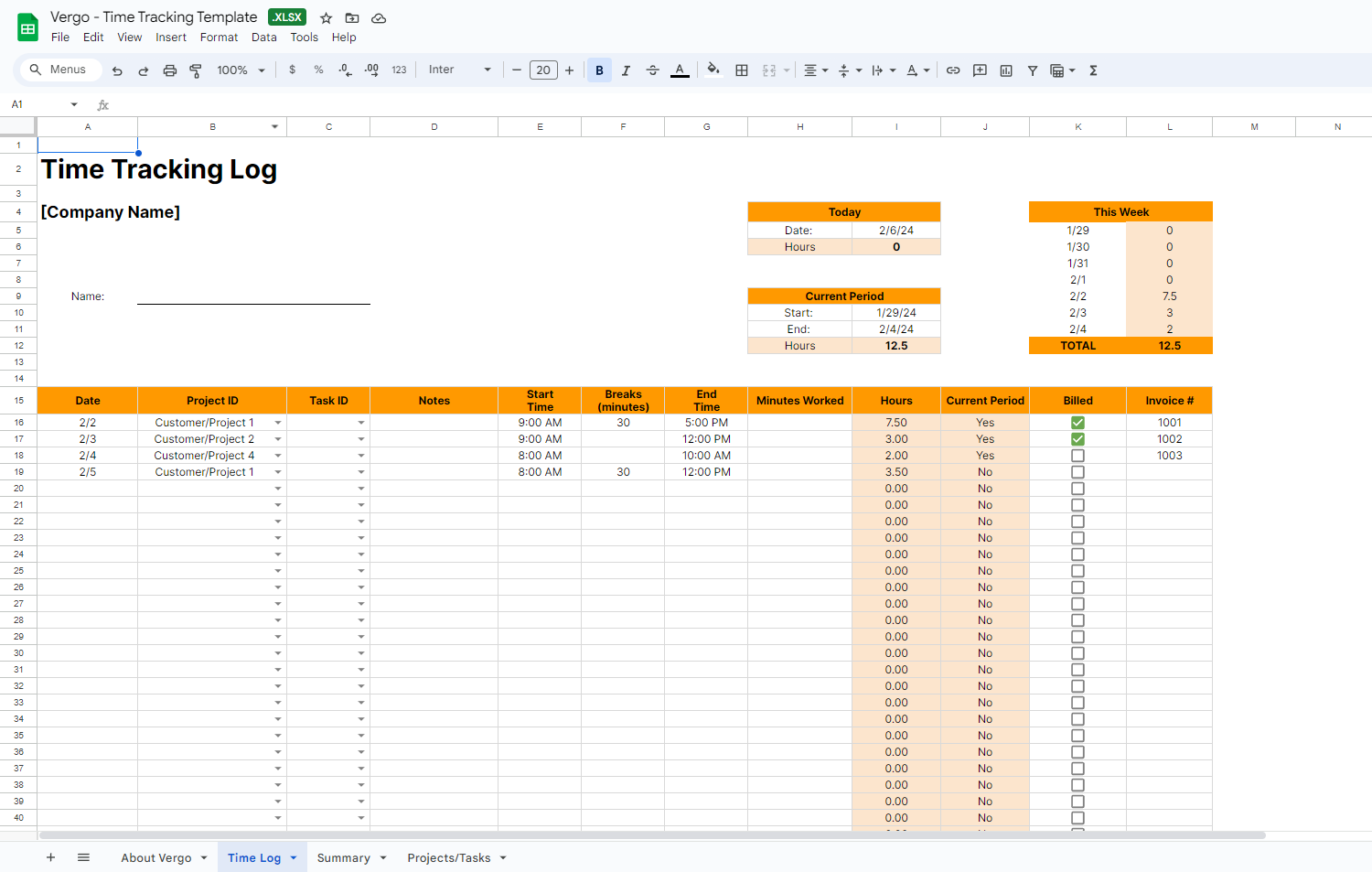 Vergo AI | Free Construction Submittal Tracking Template